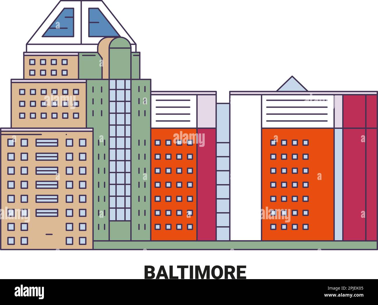 Usa, Baltimore travel landmark vector illustration Stock Vector Image ...