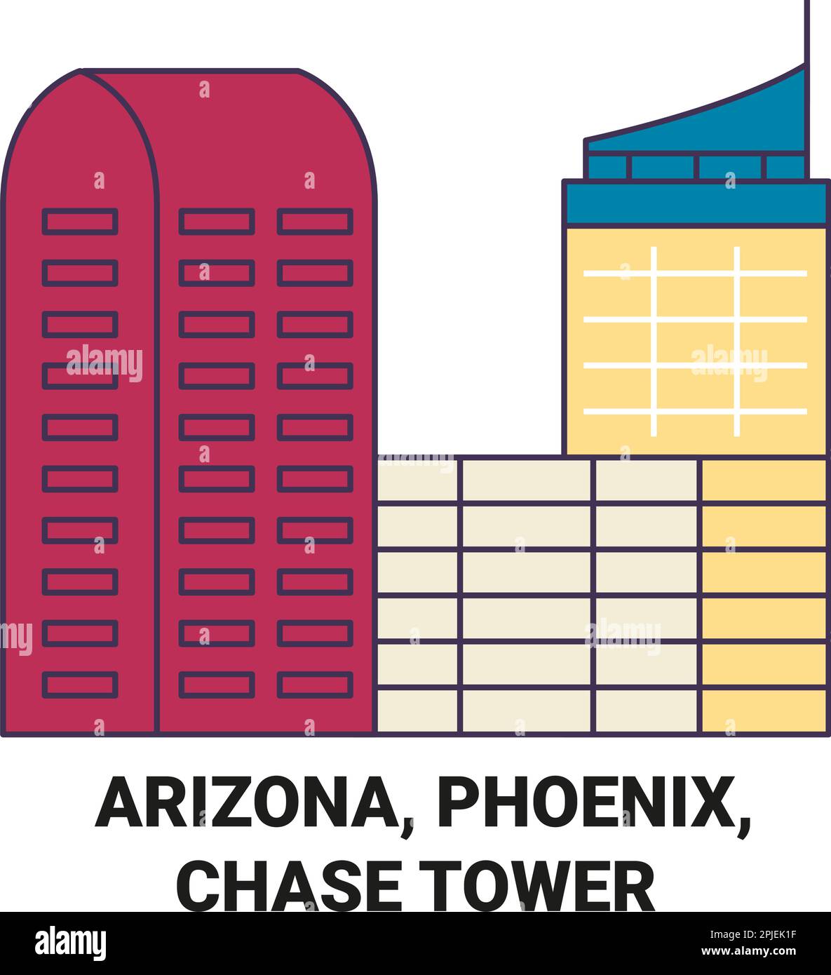 United States, Arizona, Phoenix, Chase Tower travel landmark vector ...