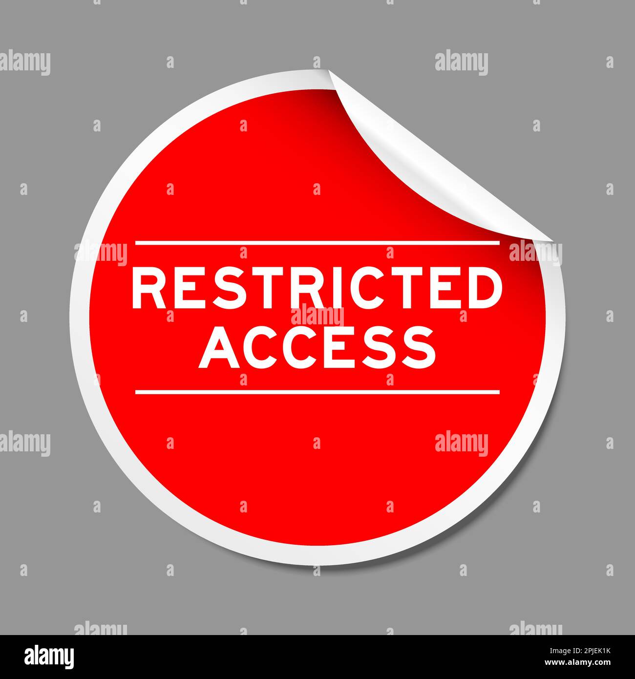Red color peel sticker label with word restricted access on gray ...