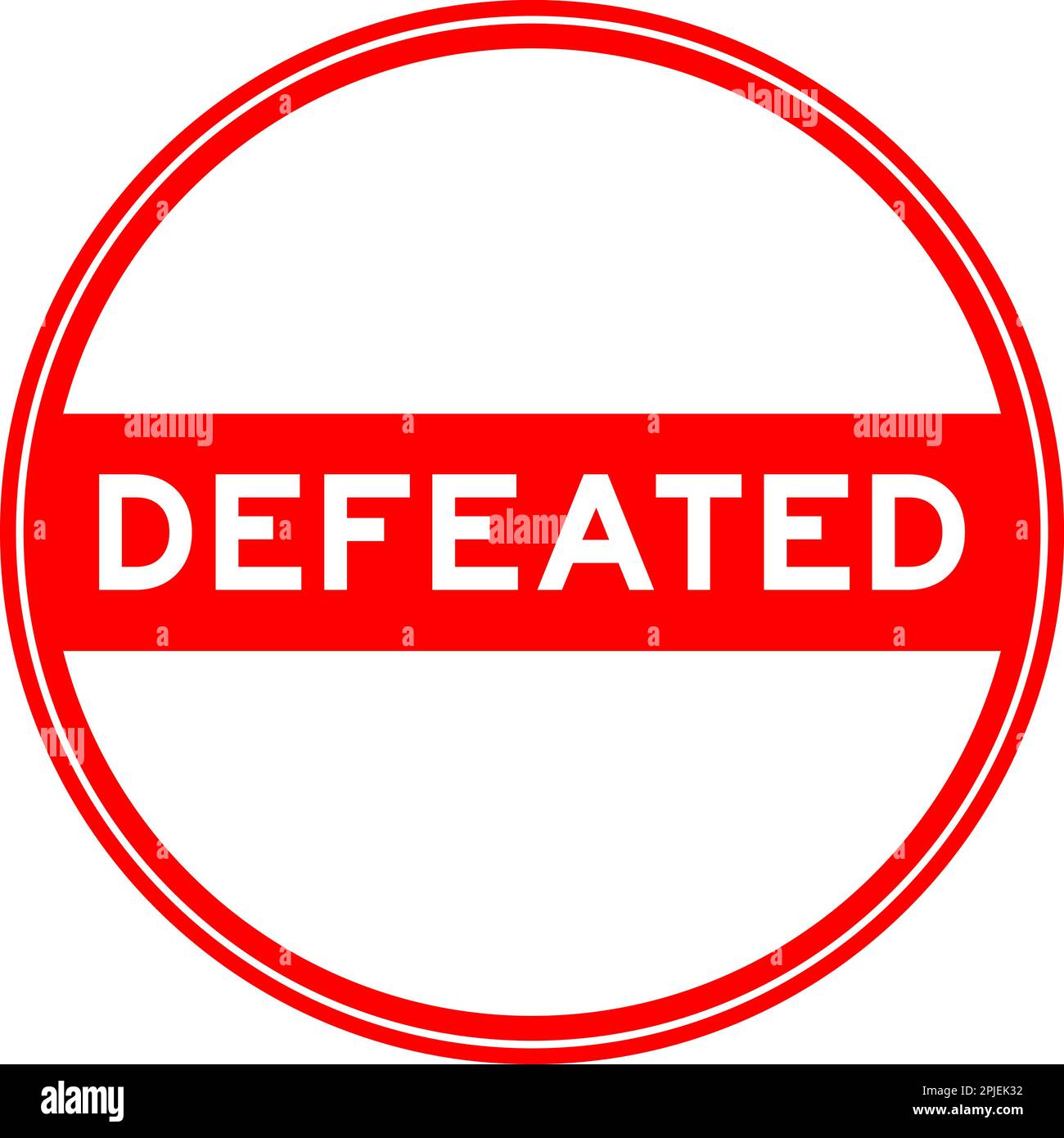 Red color round seal sticker in word defeated on white background Stock ...