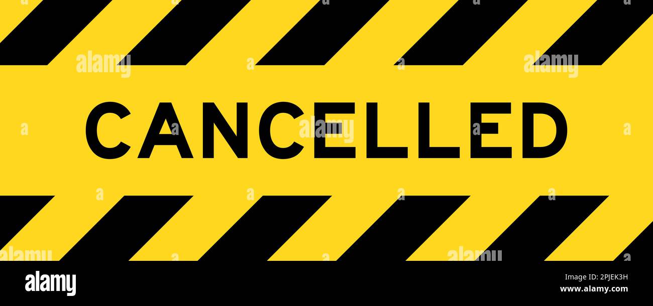 Yellow and black color with line striped label banner with word ...