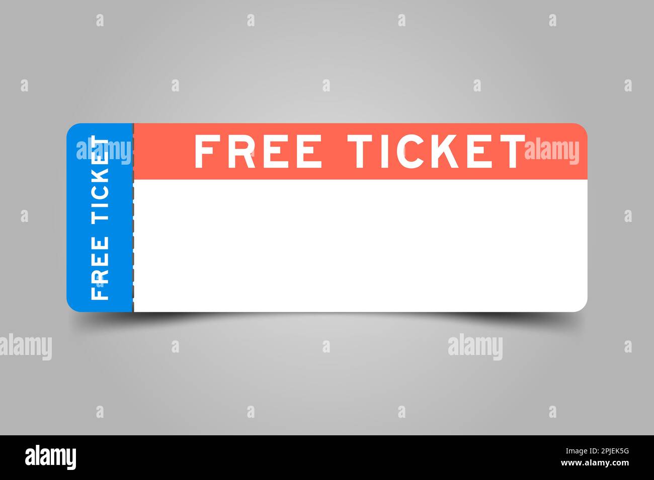 Blue and orange color ticket with word free ticket and white copy psace ...