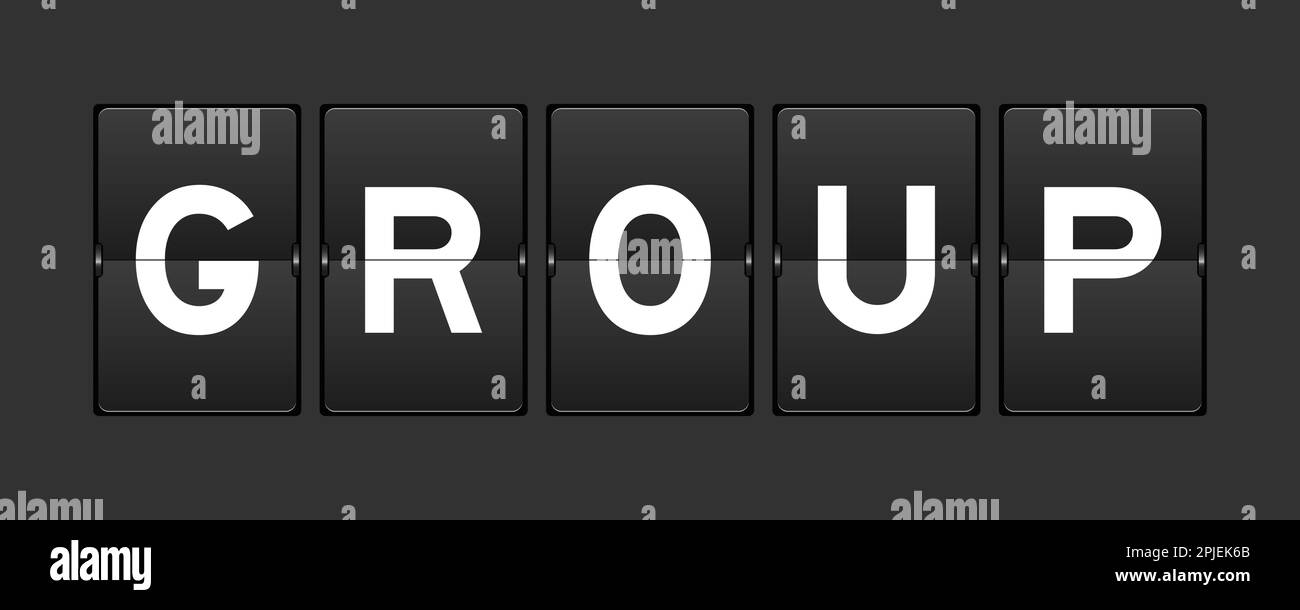 Black color analog flip board with word group on gray background Stock ...