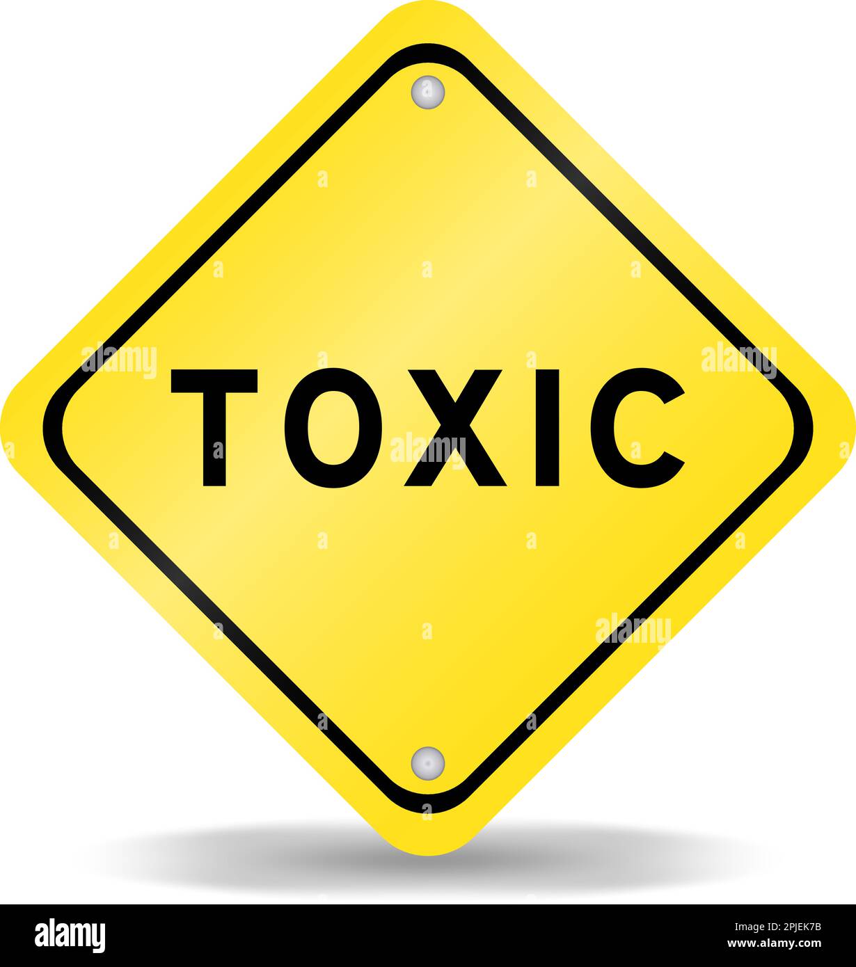 Yellow color transportation sign with word toxic on white background ...