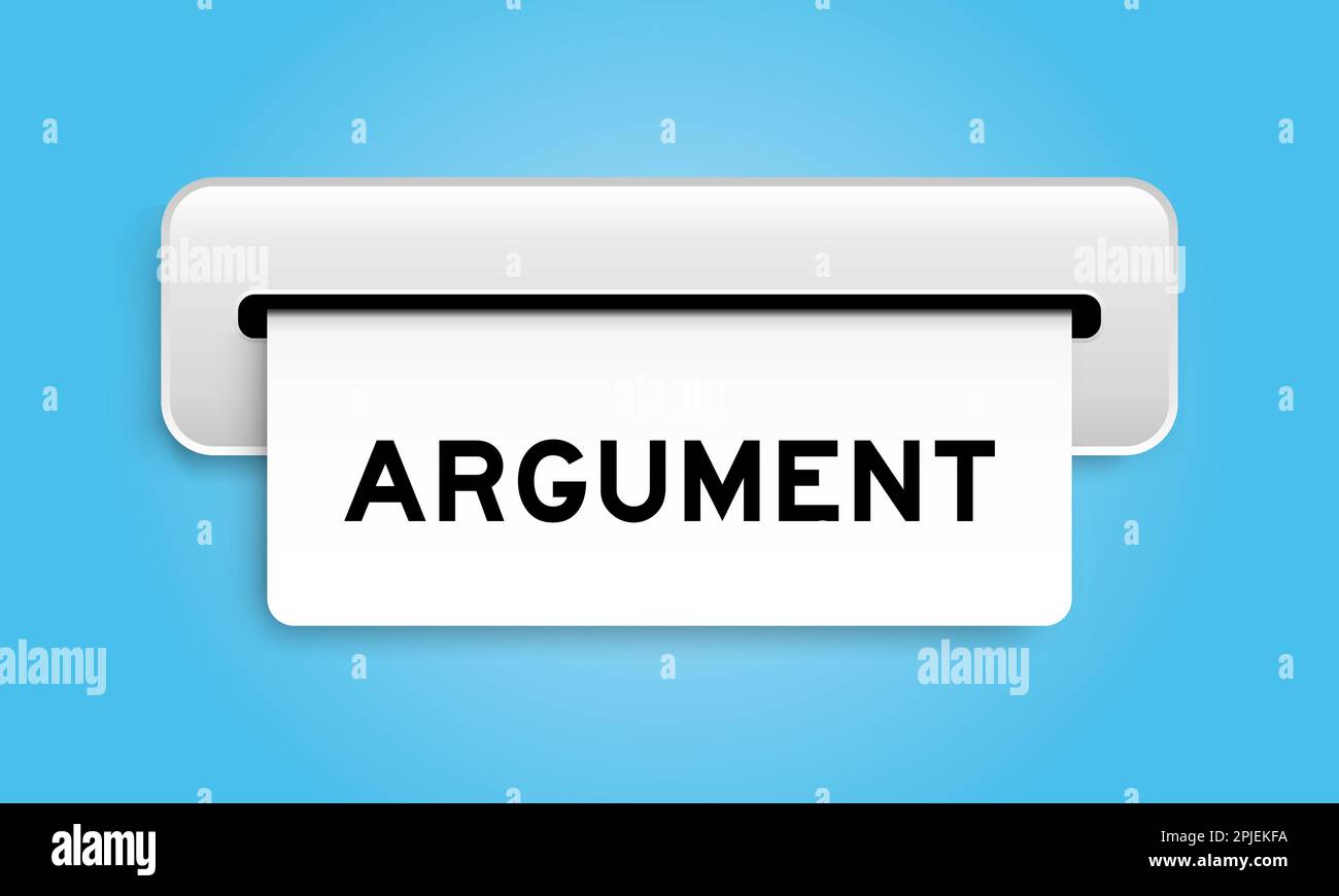 White coupon banner with word argument from machine on blue color ...