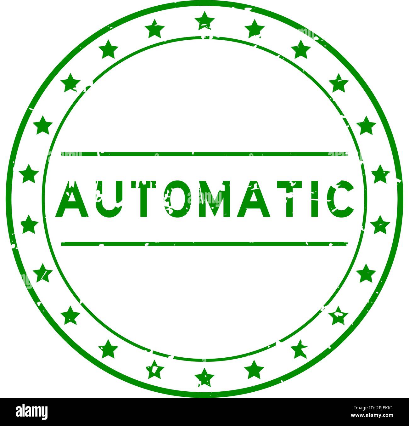 Grunge green automatic word round rubber seal stamp on white background ...