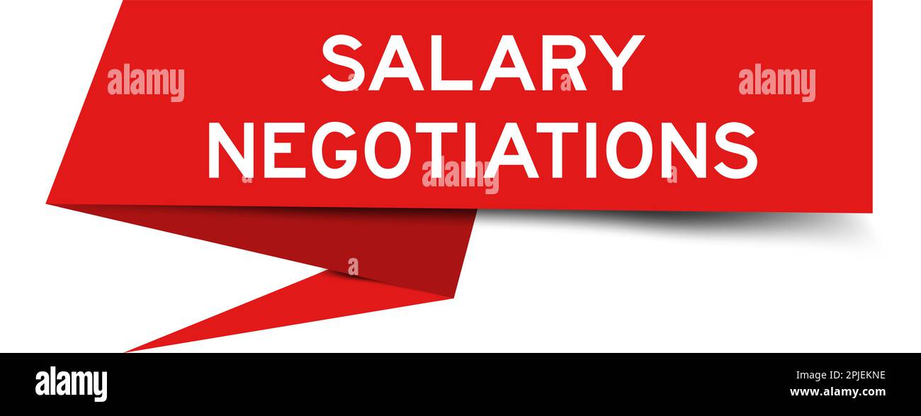 Red color speech banner with word salary negotiations on white ...