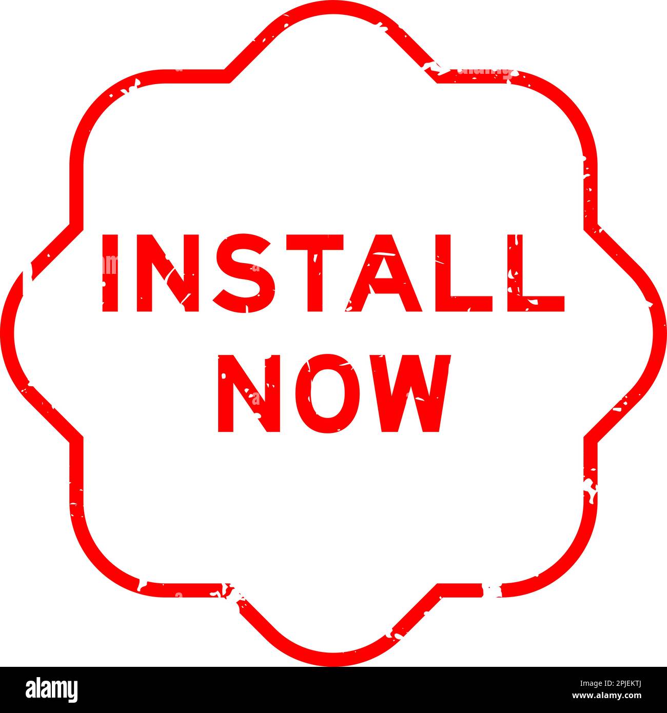 Grunge red install now word rubber seal stamp on wthie background Stock ...