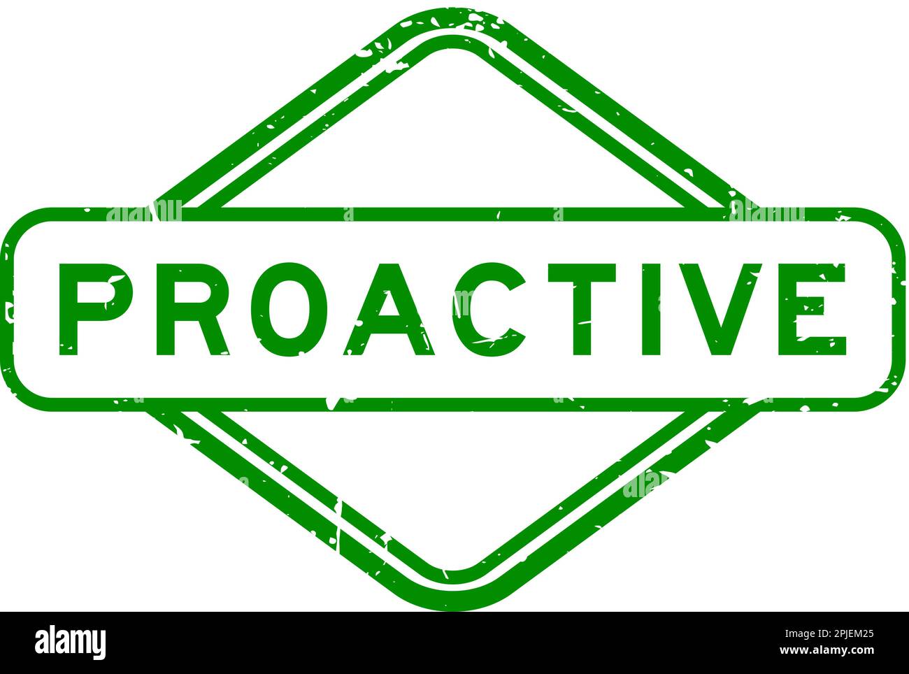 Grunge green proactive word rubber seal stamp on white background Stock ...