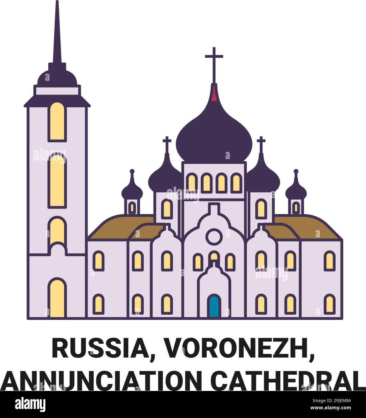 Russia, Voronezh, Annunciation Cathedral travel landmark vector ...