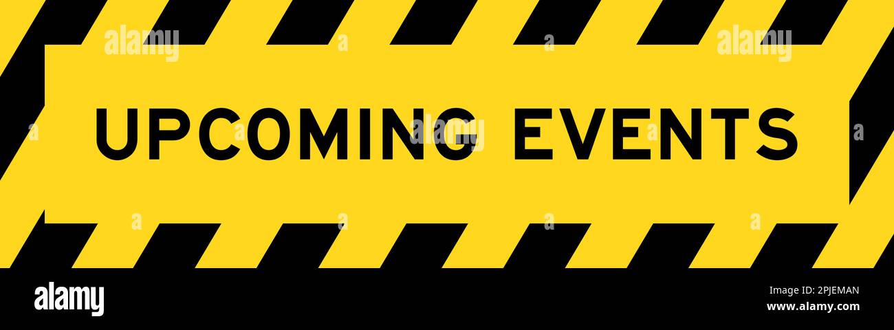 Yellow and black color with line striped label banner with word ...