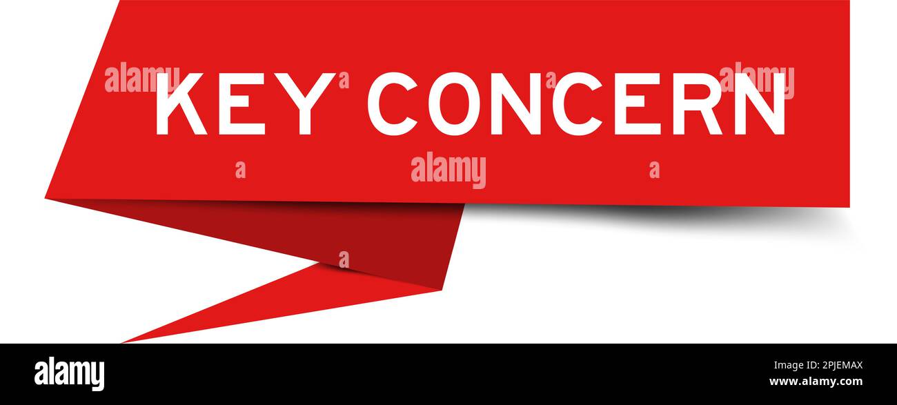 Red color speech banner with word key concern on white background Stock ...