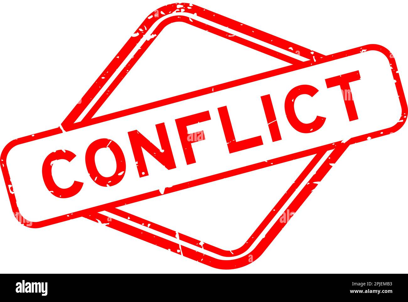 Grunge red conflict word rubber seal stamp on white background Stock ...