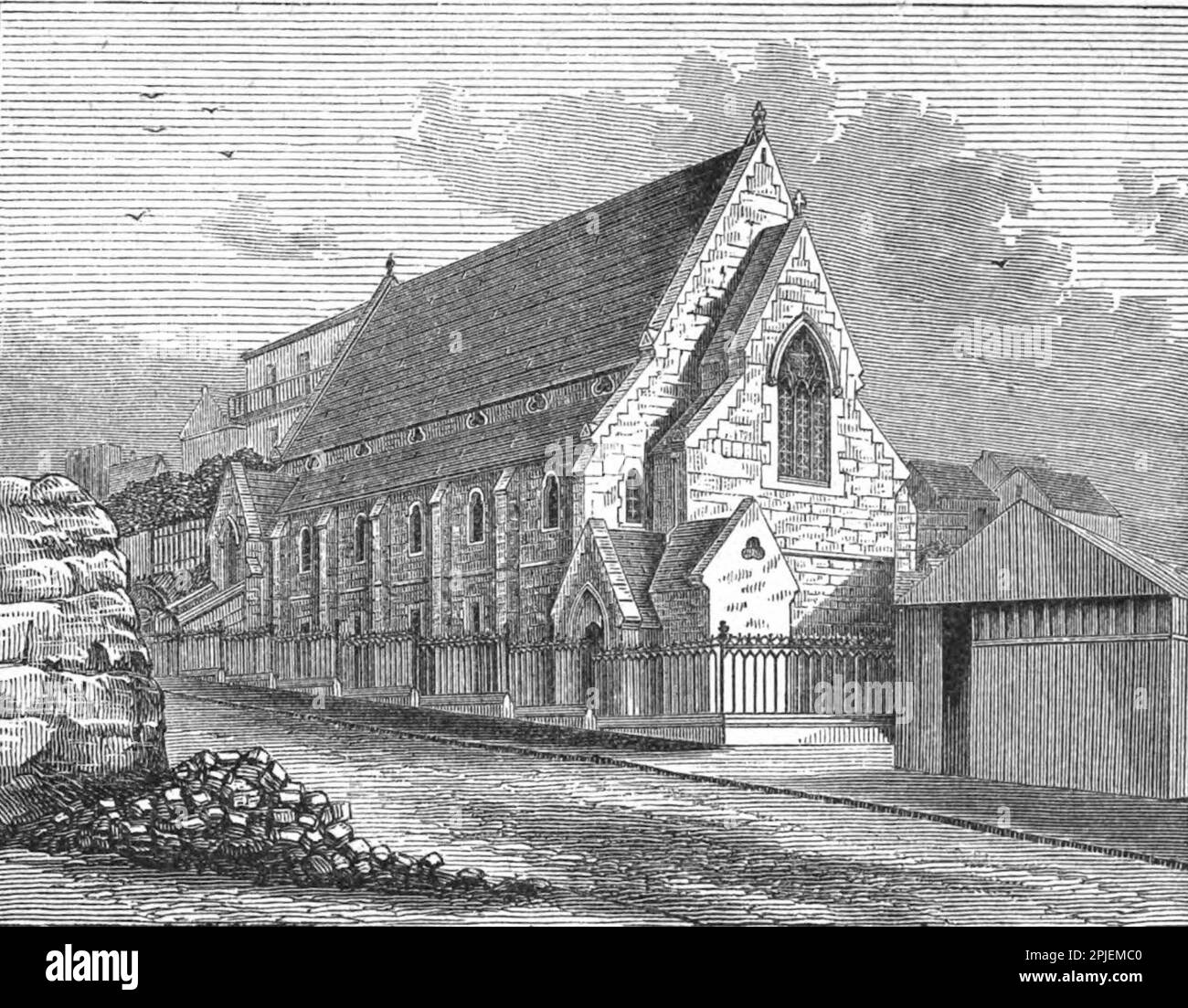 Sketch of the original Wesley Methodist chapel at Russell Road Port ...
