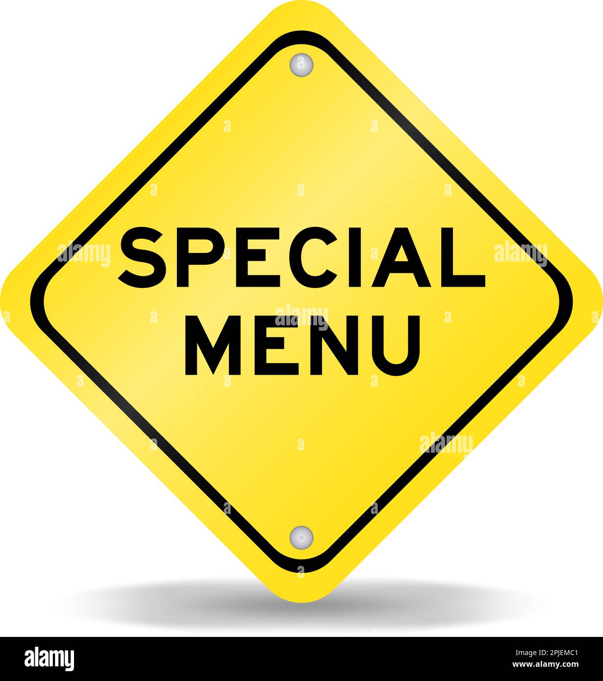 Yellow color transportation sign with word special menu on white ...