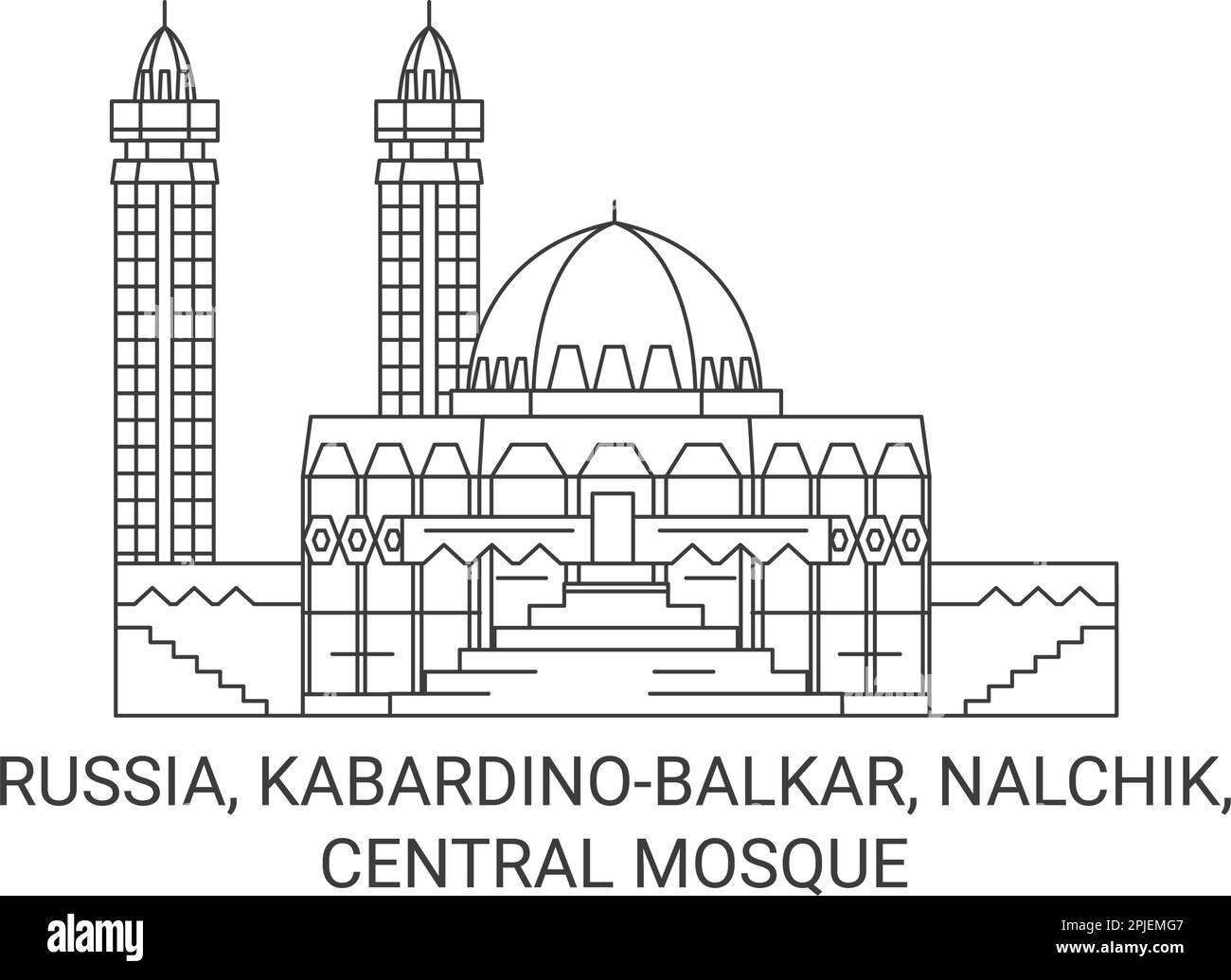 Russia, Kabardinobalkar, Nalchik, Central Mosque travel landmark vector ...
