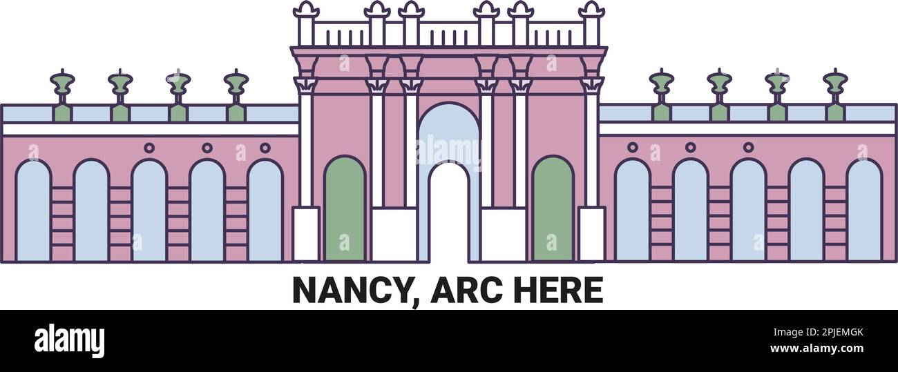 France, Nancy, Arc travel landmark vector illustration Stock Vector ...