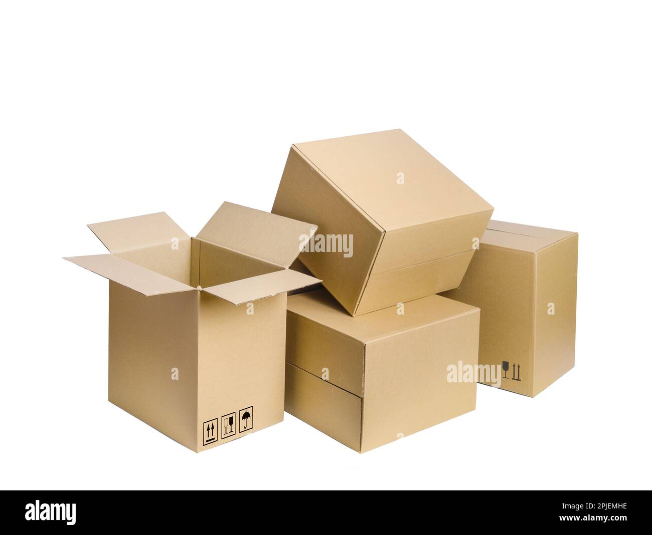 Cardboard parcel boxes isolated on a white Stock Photo - Alamy