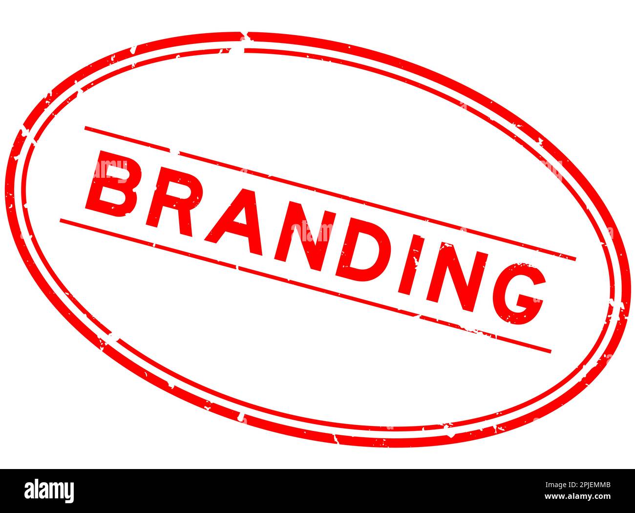 Grunge red branding word oval rubber seal stamp on white background ...
