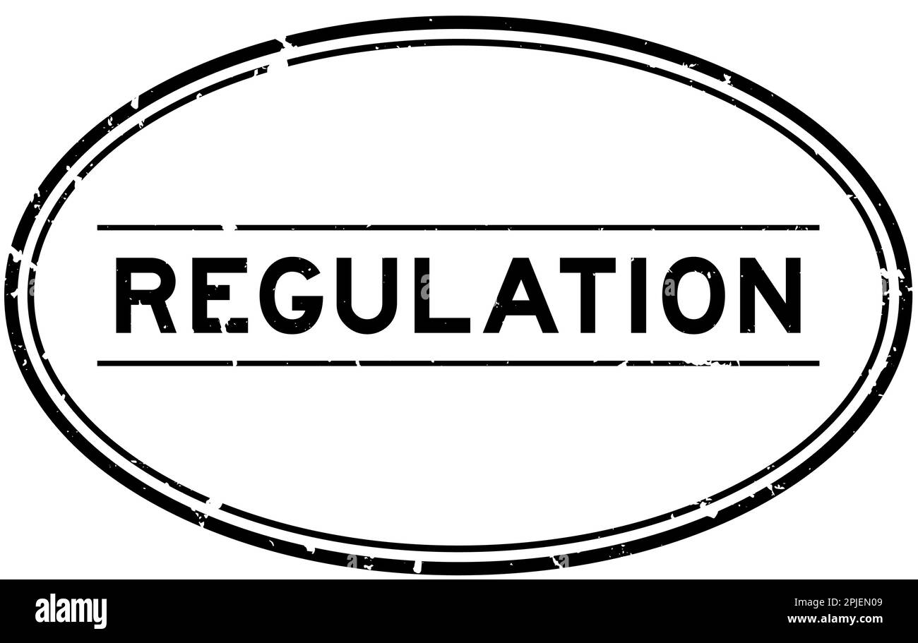 Grunge black regulation word oval rubber seal stamp on white background ...