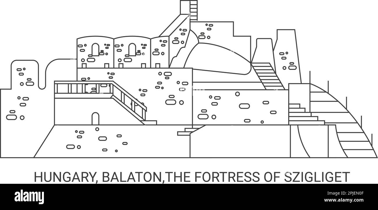 Hungary, Balaton,The Fortress Of Szigliget, travel landmark vector ...