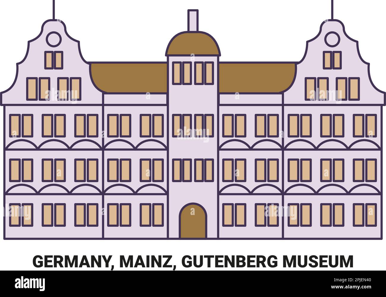 Germany, Mainz, Gutenberg Museum travel landmark vector illustration ...