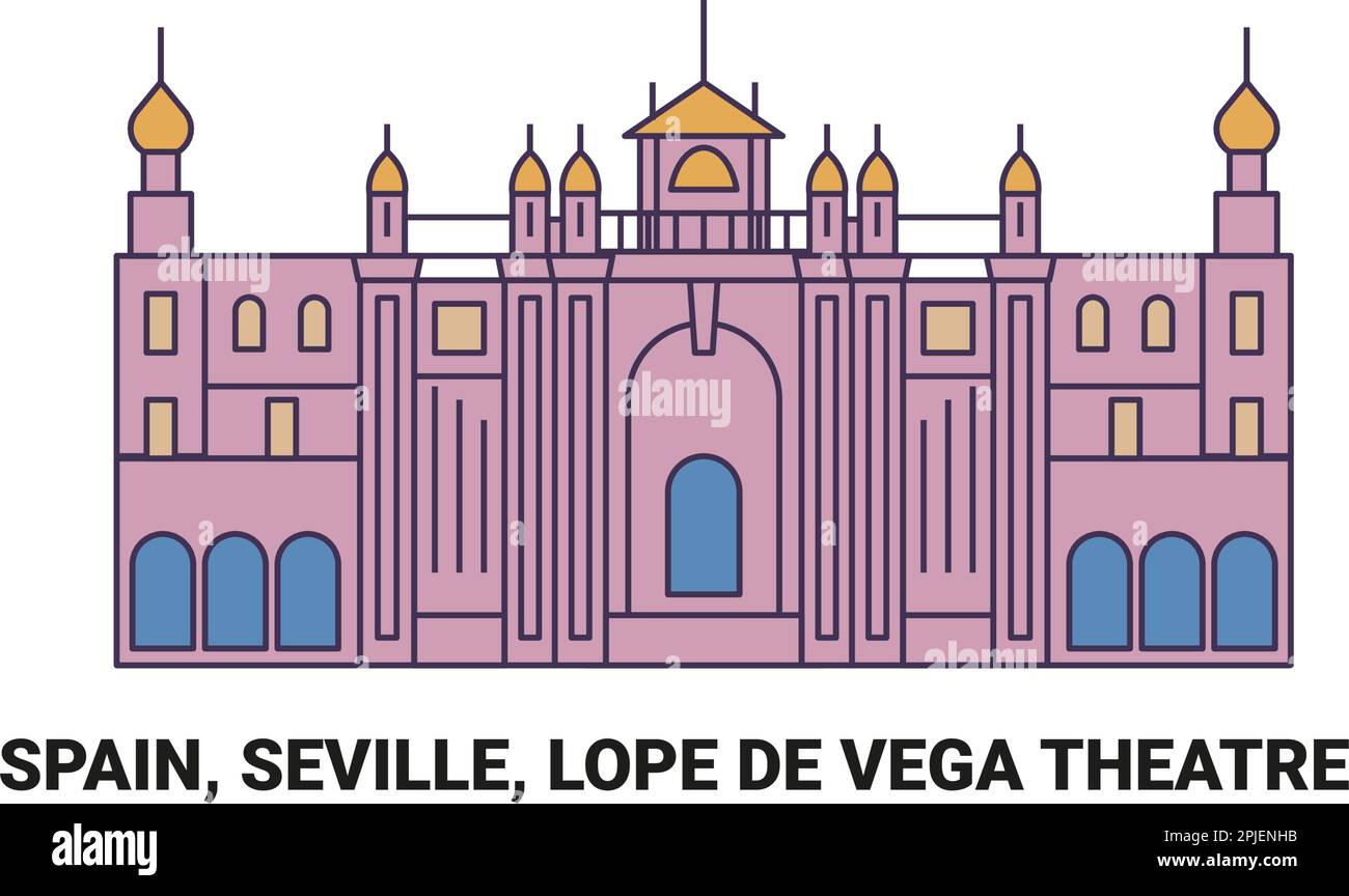 Spain, Seville, Lope De Vega Theatre, travel landmark vector ...