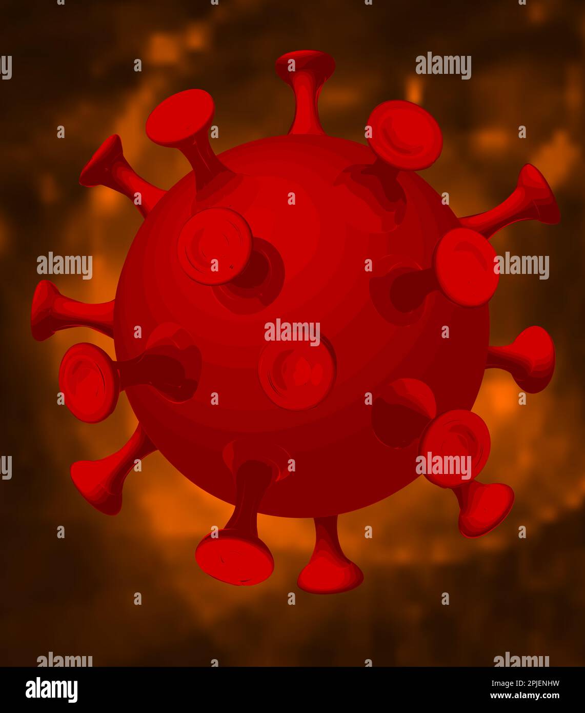 Patogen coronavirus in bloody red tones. Vector illustration Stock ...