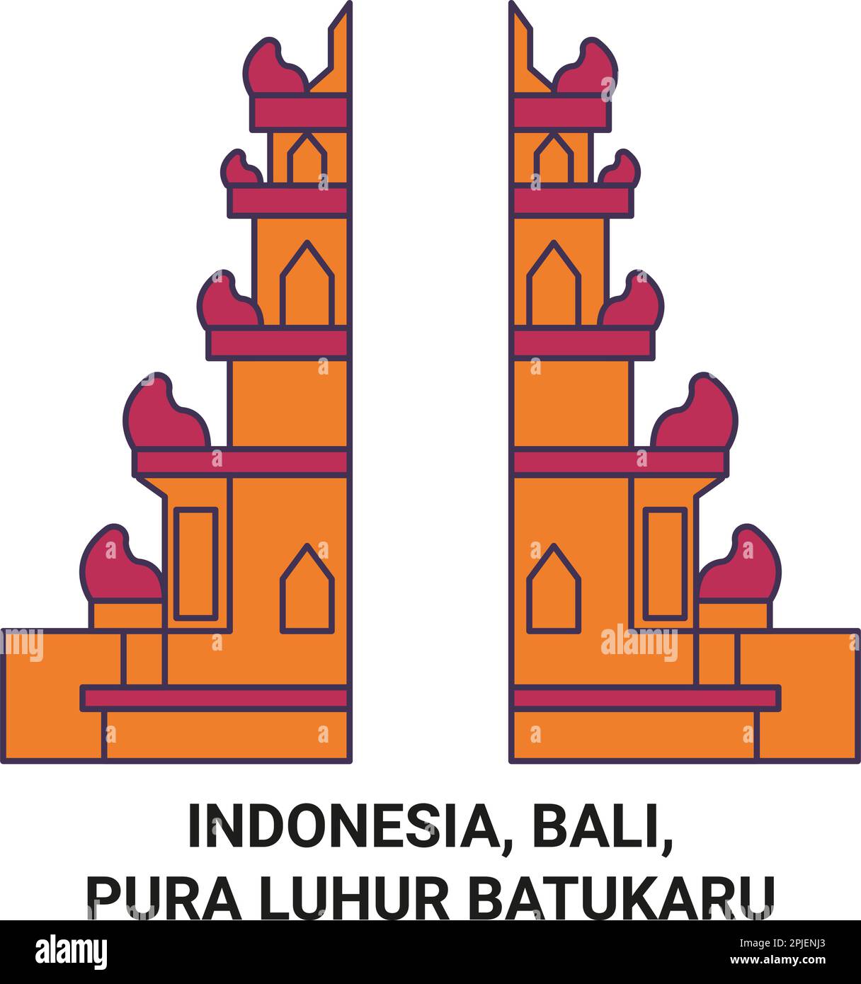 Indonesia, Bali, Pura Luhur Batukaru travel landmark vector ...