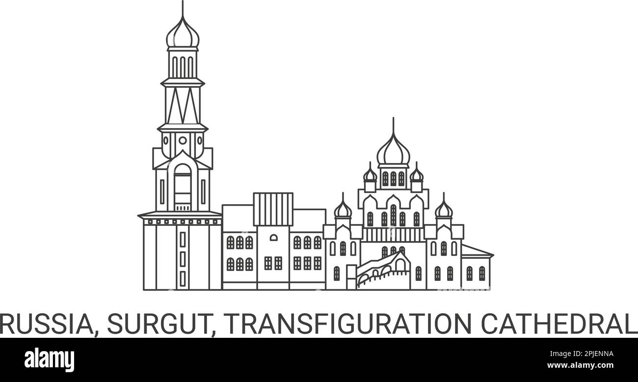 Russia, Surgut, Transfiguration Cathedral , travel landmark vector ...
