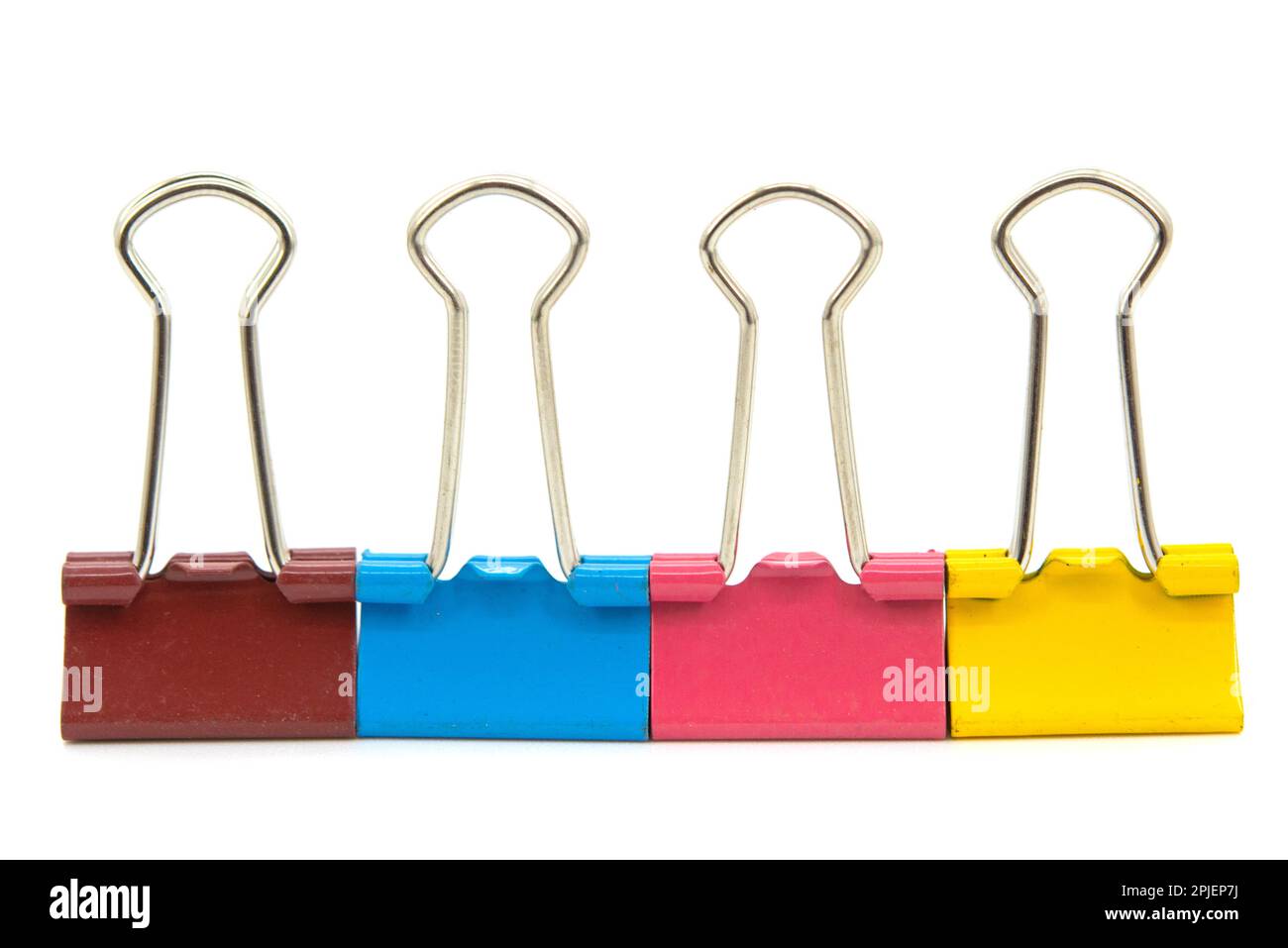 Colored binder clips isolated on white background Stock Photo - Alamy