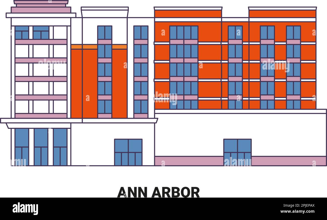 Usa, Ann Arbor travel landmark vector illustration Stock Vector Image ...