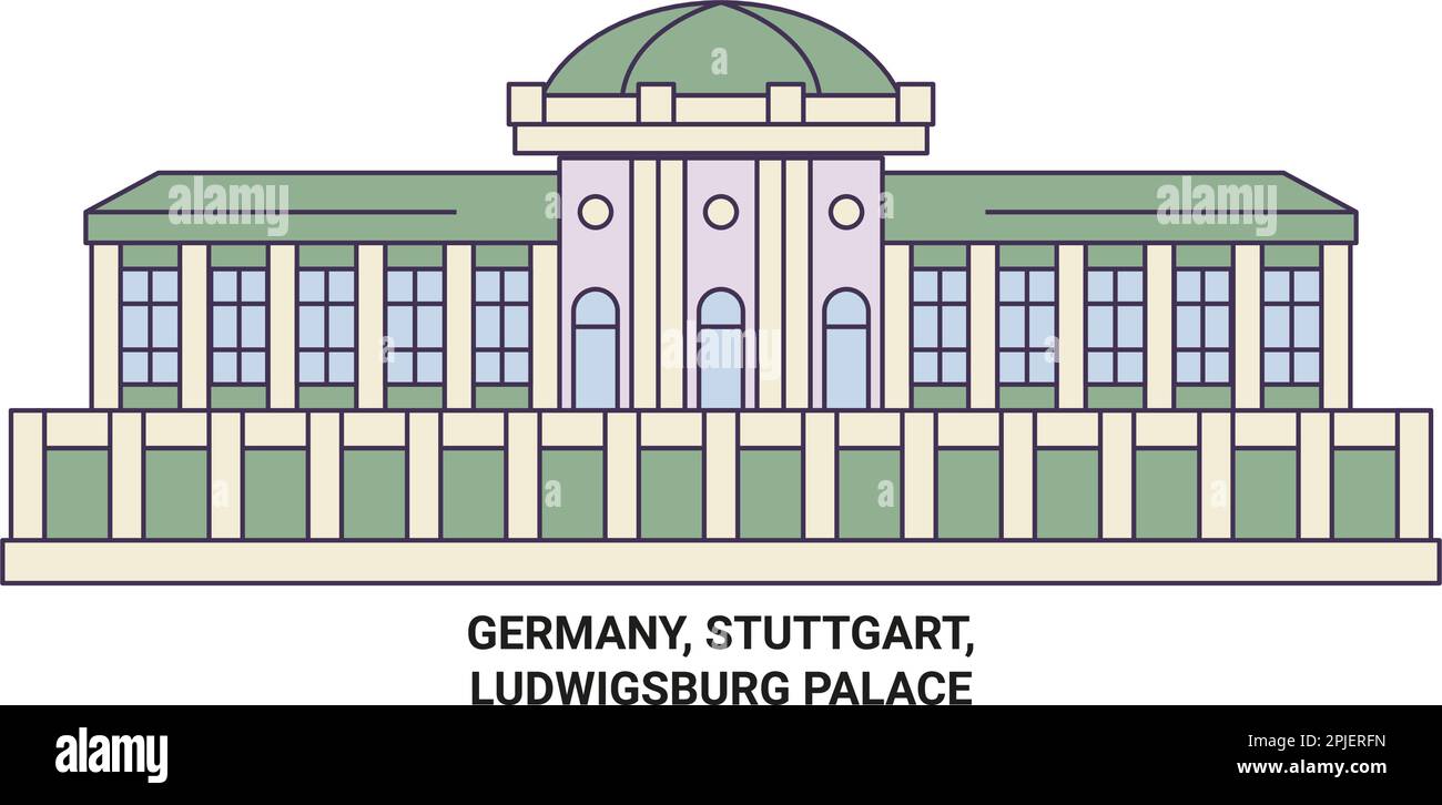 Germany, Stuttgart, Ludwigsburg Palace travel landmark vector illustration Stock Vector Image ...