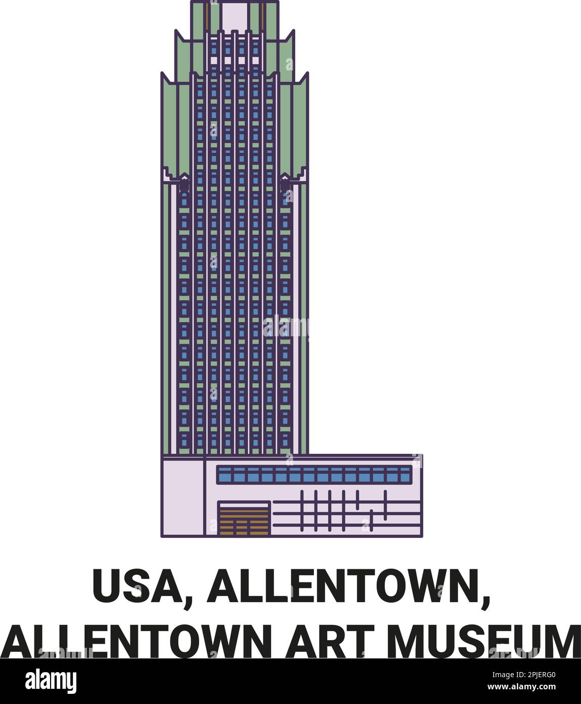 Usa, Allentown, Allentown Art Museum travel landmark vector ...