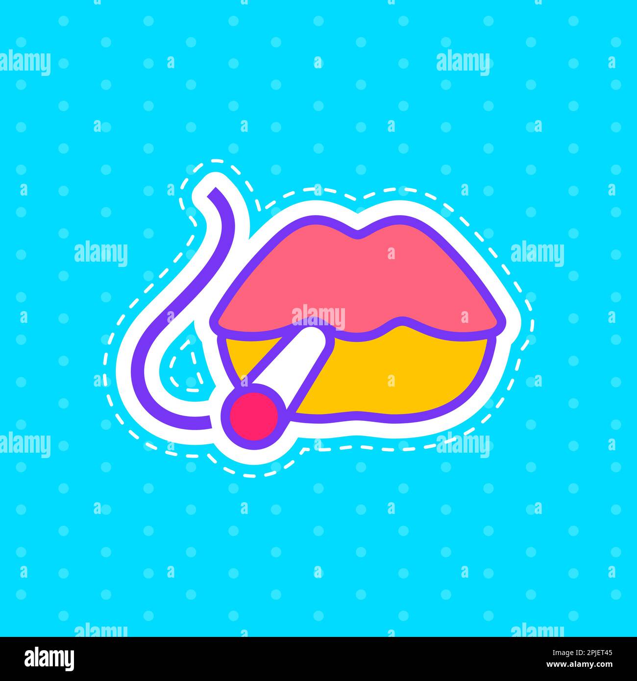 Female pout sexy lips holding cigarette in the mouth, sticker in the ...