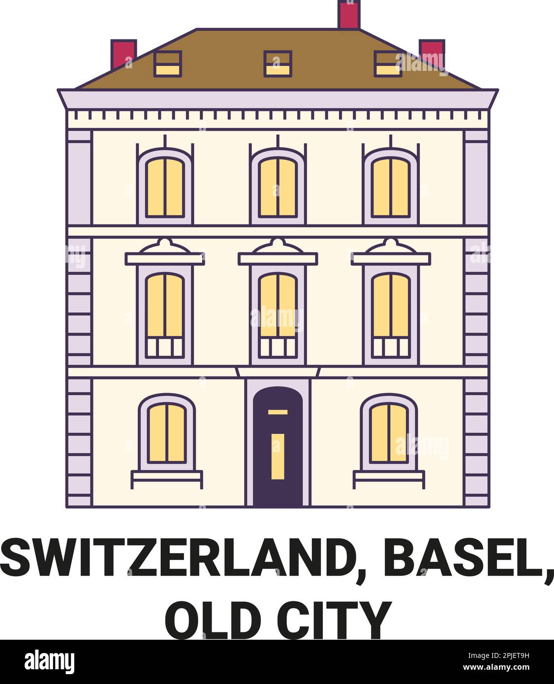 Switzerland, Basel, Old City travel landmark vector illustration Stock ...