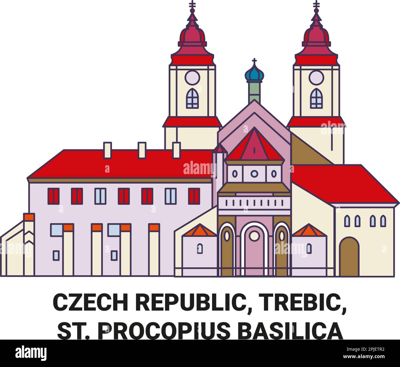 Czech Republic, Trebic, St. Procopius Basilica travel landmark vector ...