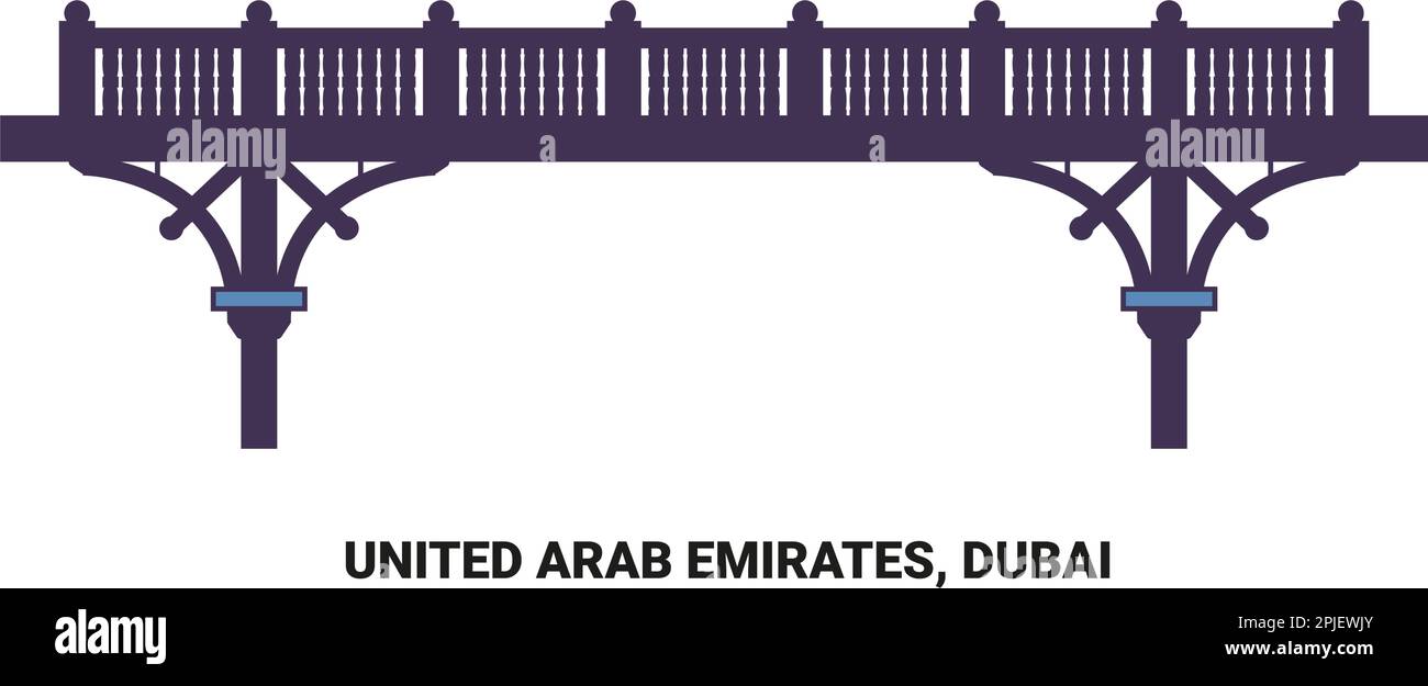 United Arab Emirates, Dubai, travel landmark vector illustration Stock ...