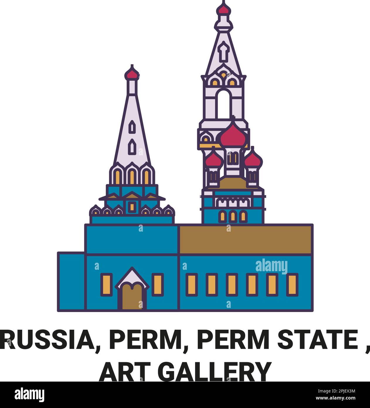 Russia, Perm, Perm State , Art Gallery travel landmark vector ... Russia, Perm, Perm State , Art Gallery travel landmark vector ...