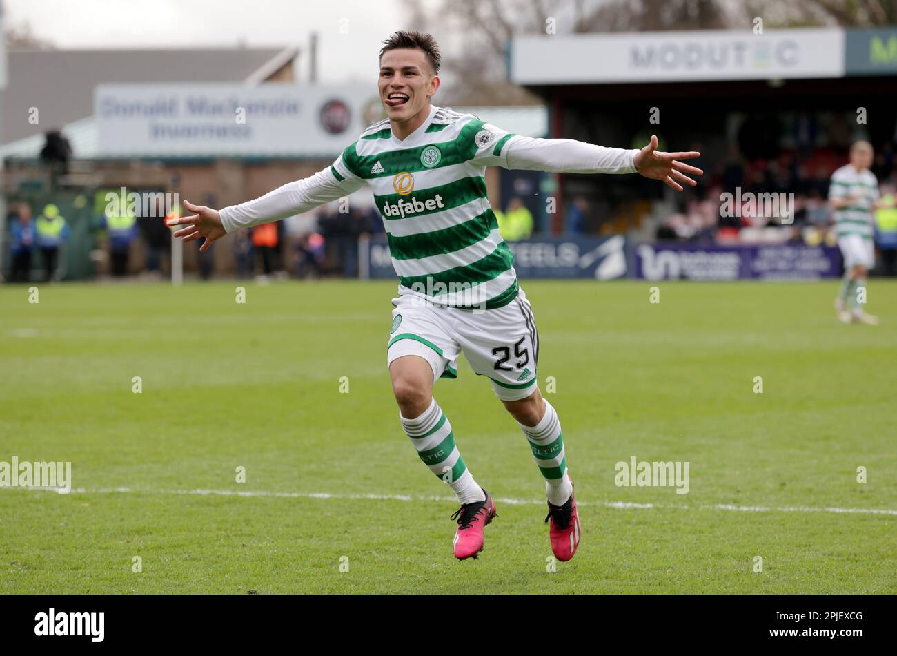 Celtic's Alexandro Bernabei celebrates scoring their side's second goal ...