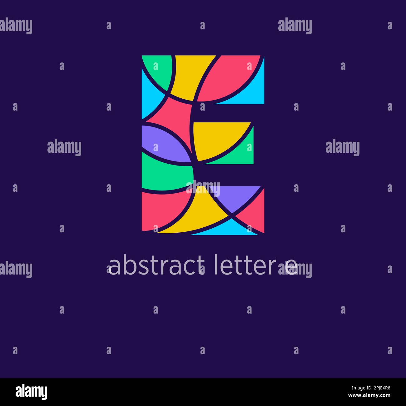 Modern abstract letter e logo icon. Unique mosaic design color transitions. Colorful letter e ...
