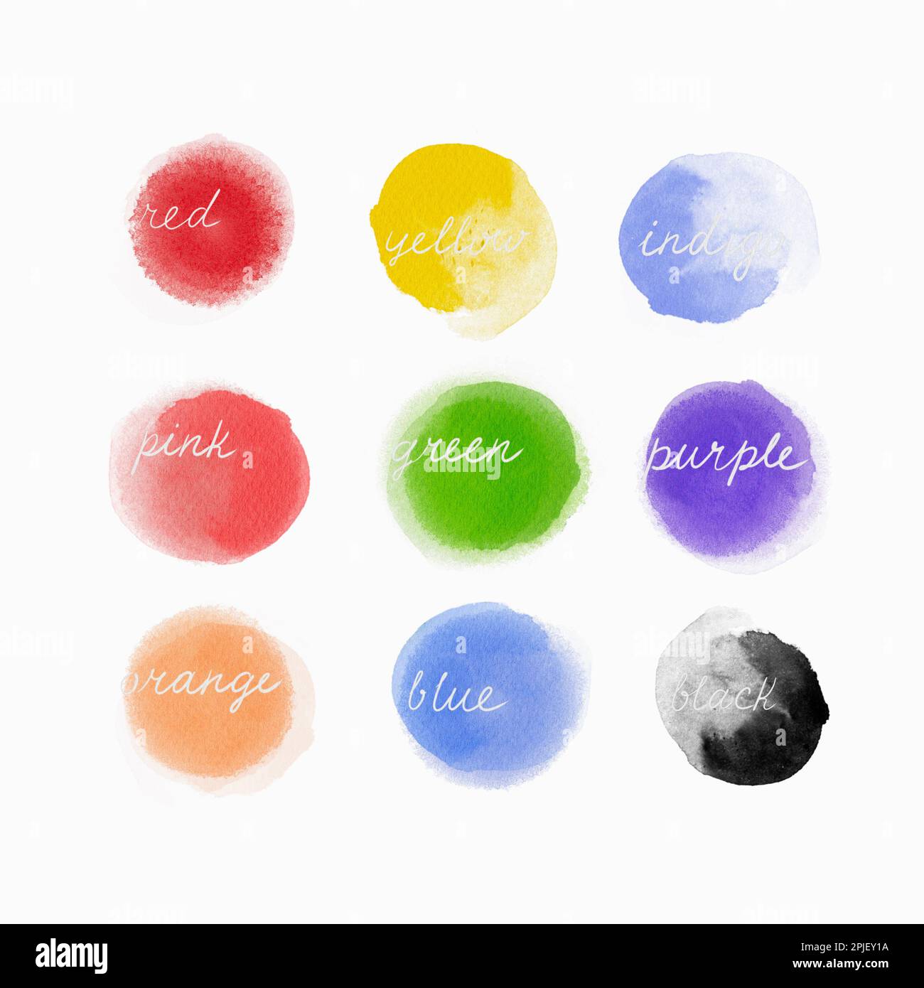 Tender Rainbow Colors Watercolor Blob Wash Technique Colorful Horizontal Gradient Stain For