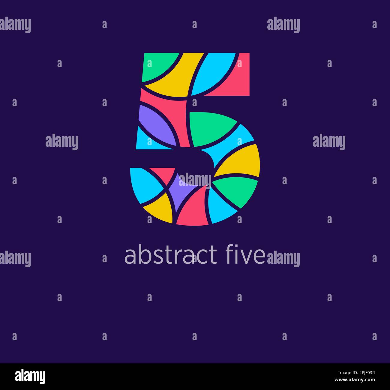 Modern abstract numeral five logo icon. Unique design color transitions ...
