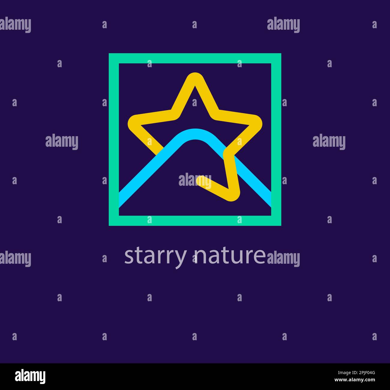 Unique starry nature logo. Modern design color. Travel and landscape ...