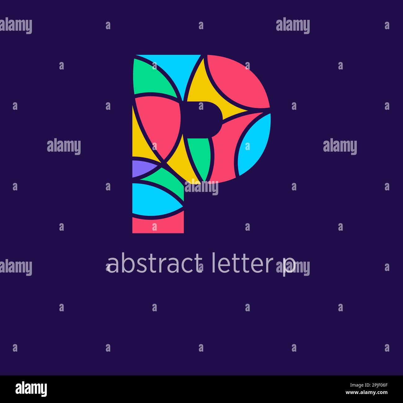 Modern abstract letter p logo icon. Unique mosaic design color ...