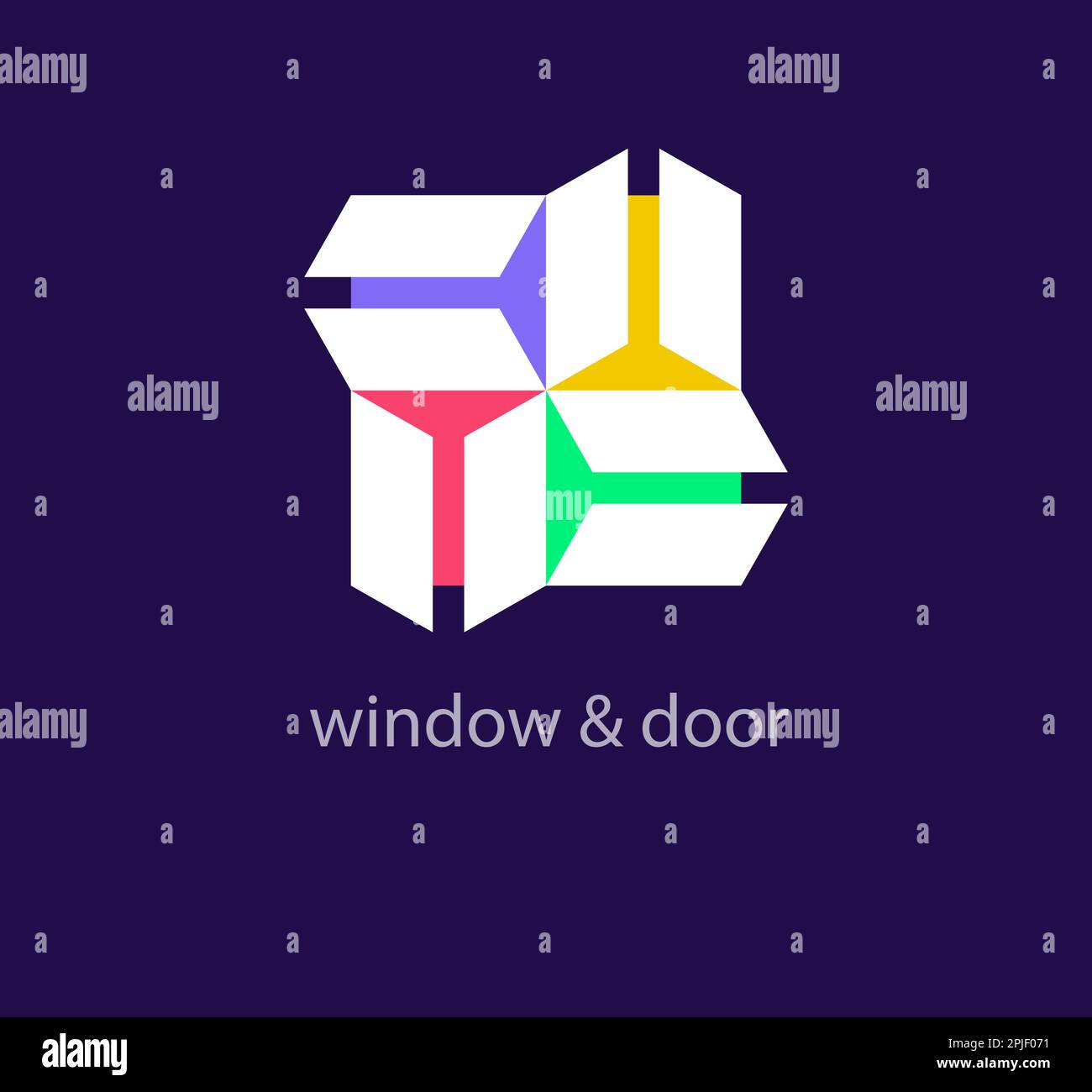 Door and window logo. Construction, house, frame, window, technology ...