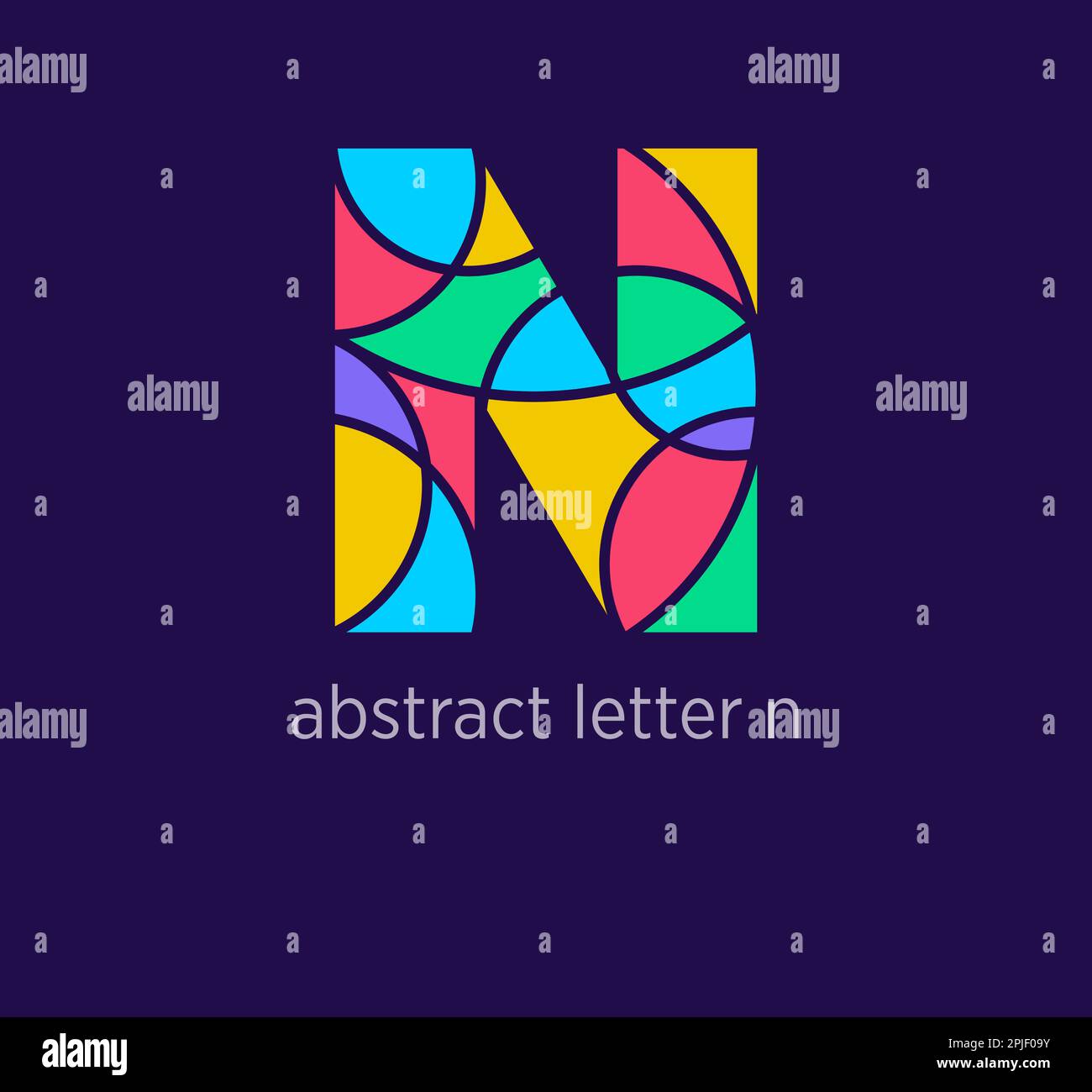 Modern abstract letter n logo icon. Unique mosaic design color ...