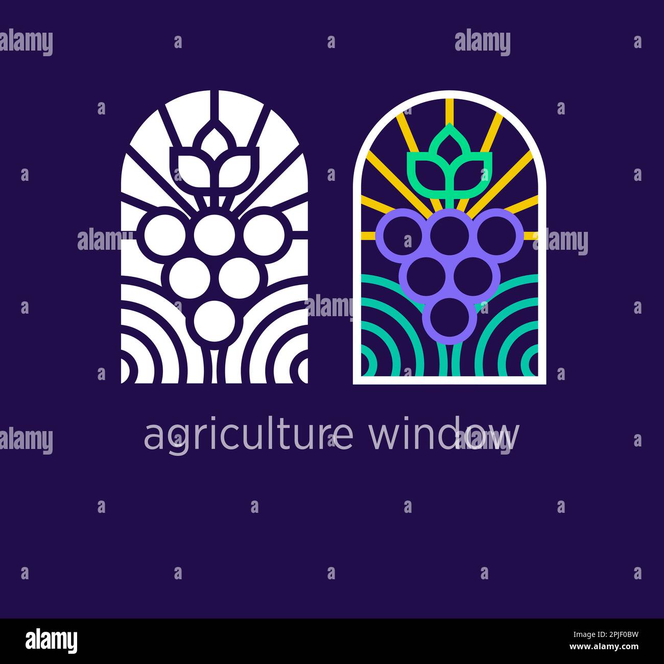 Creative nature window logo design. Modern design color. Organic garden ...