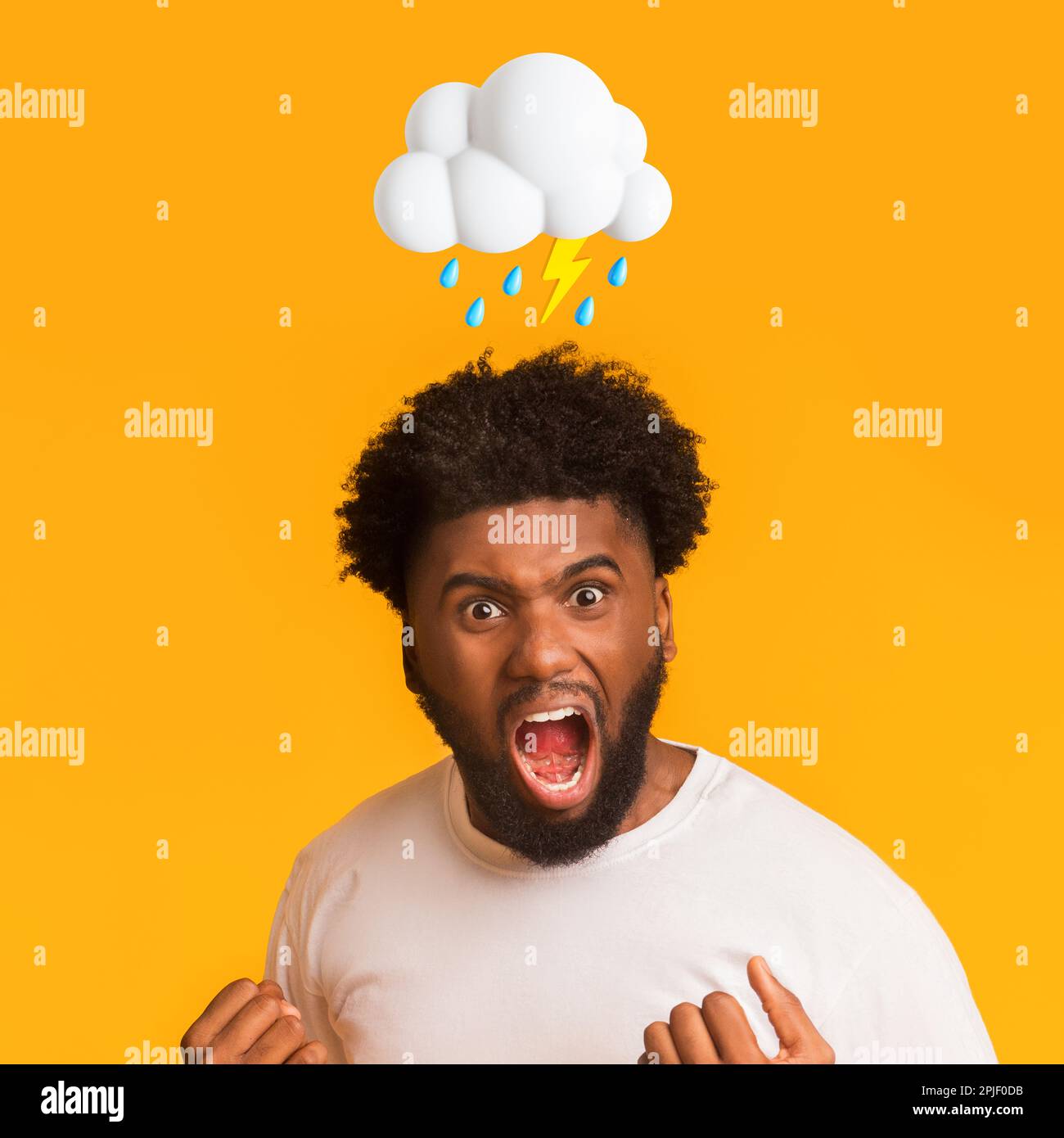 Angry millennial african american male scream with open mouth with ...
