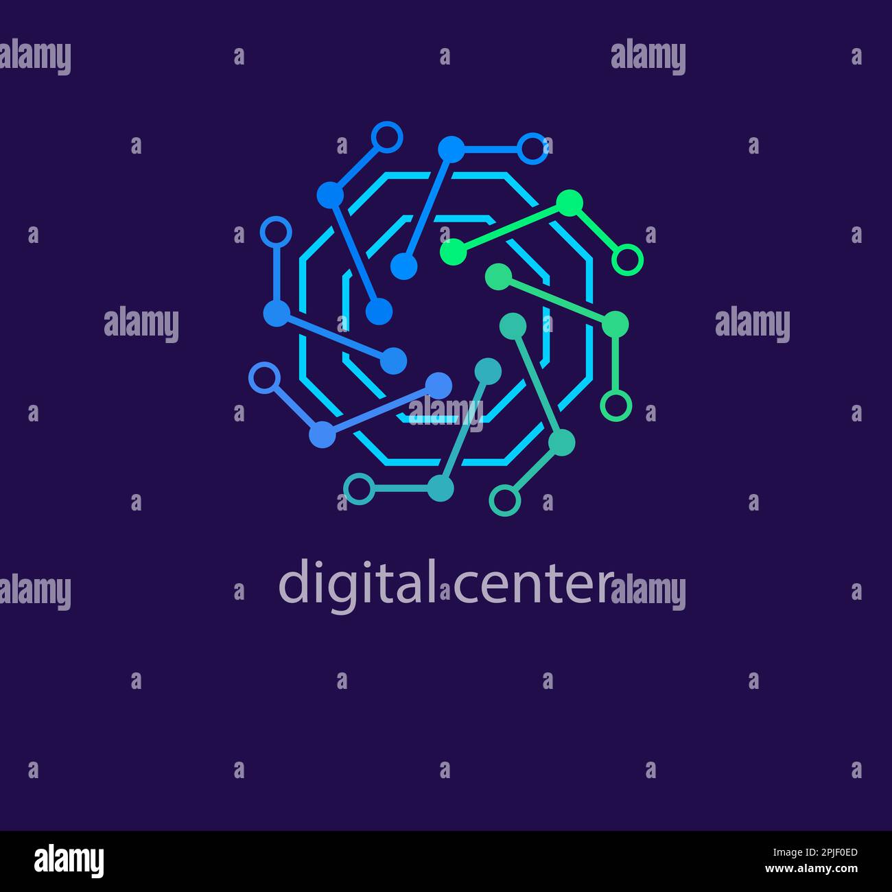 Modern digital center logo. Unique design color transitions. technology ...